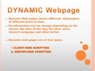 Static and Dynamic webpage | PPT