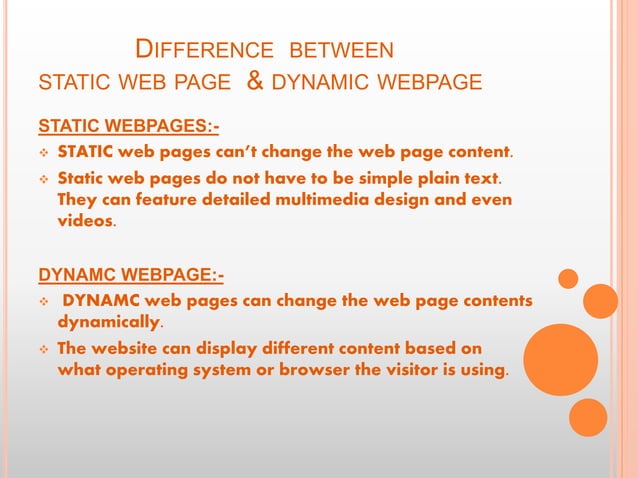 Static and Dynamic webpage | PPTX Static and Dynamic webpage | PPTX