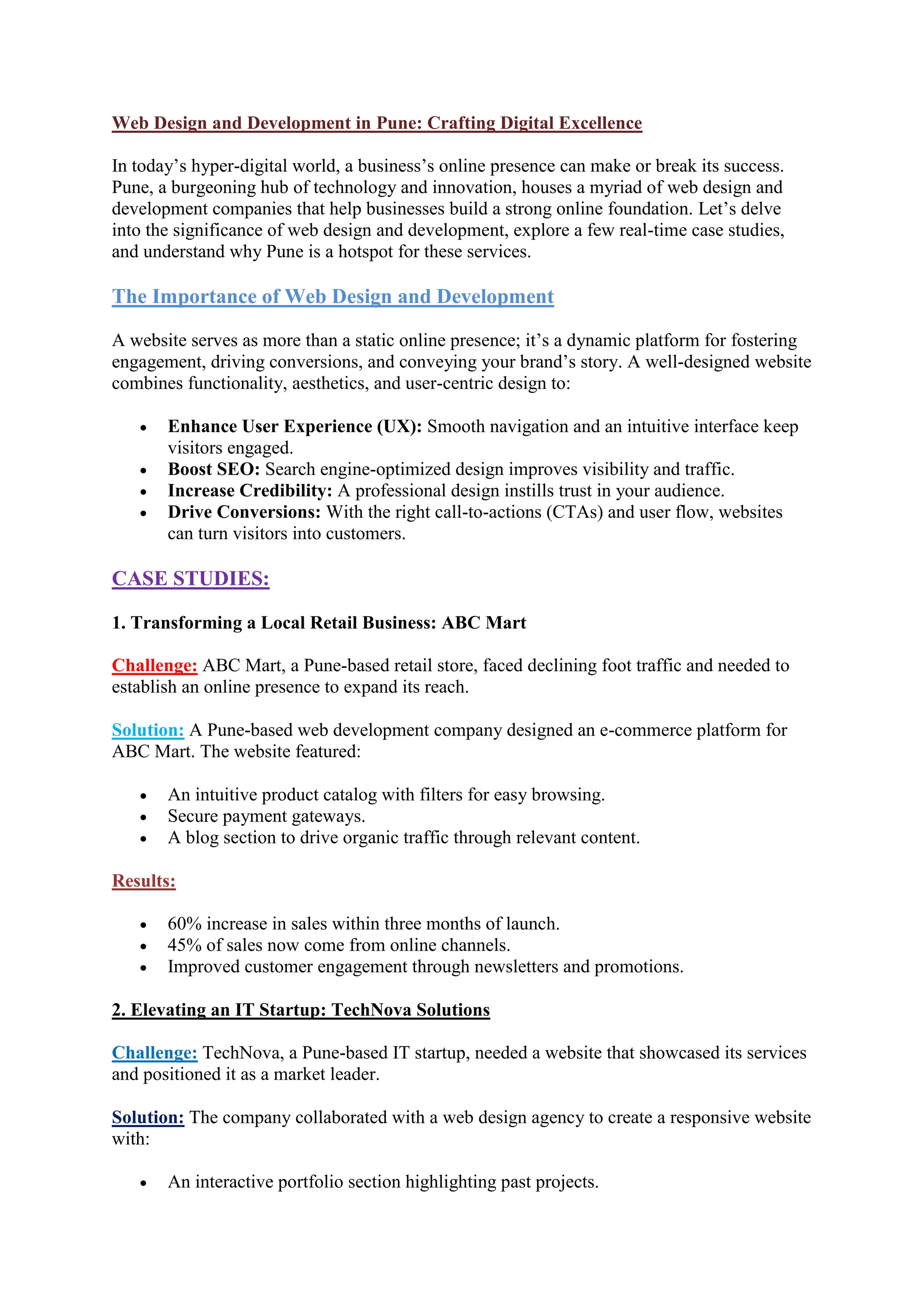Web Design and Development in Pune: Crafting Digital Excellence | PDF