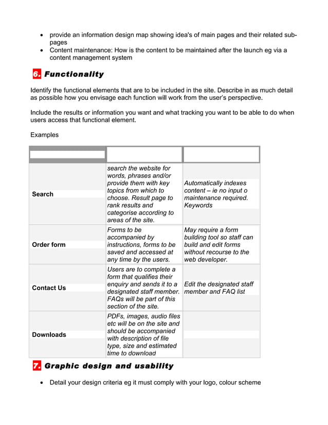 Web design brief template