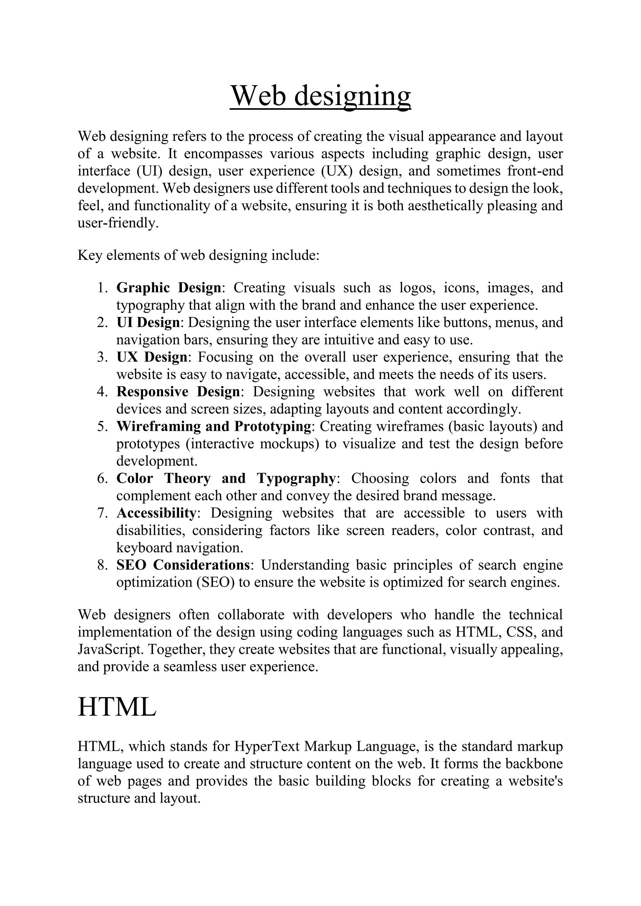 What is Web designing.docx? What are its components | DOCX