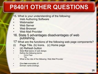 Web designing and publishing computer studies theory lesson | PPT