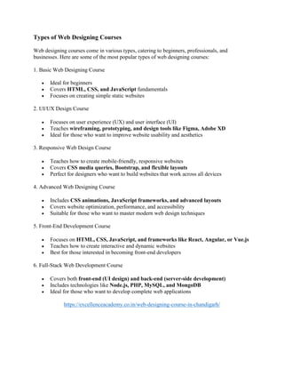 Web designing course in Chandigarh . . . | PDF