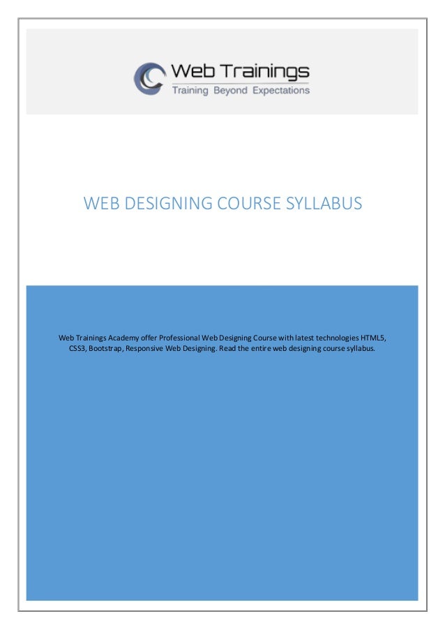 Web Designing Course Syllabus Web Designing Course Syllabus