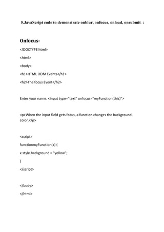 YASH HTML CODES | DOCX