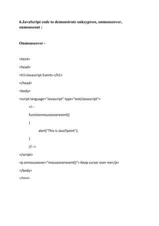 YASH HTML CODES | DOCX