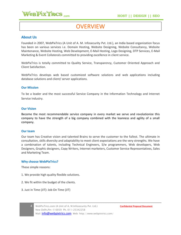 Web design proposal sample | DOCX