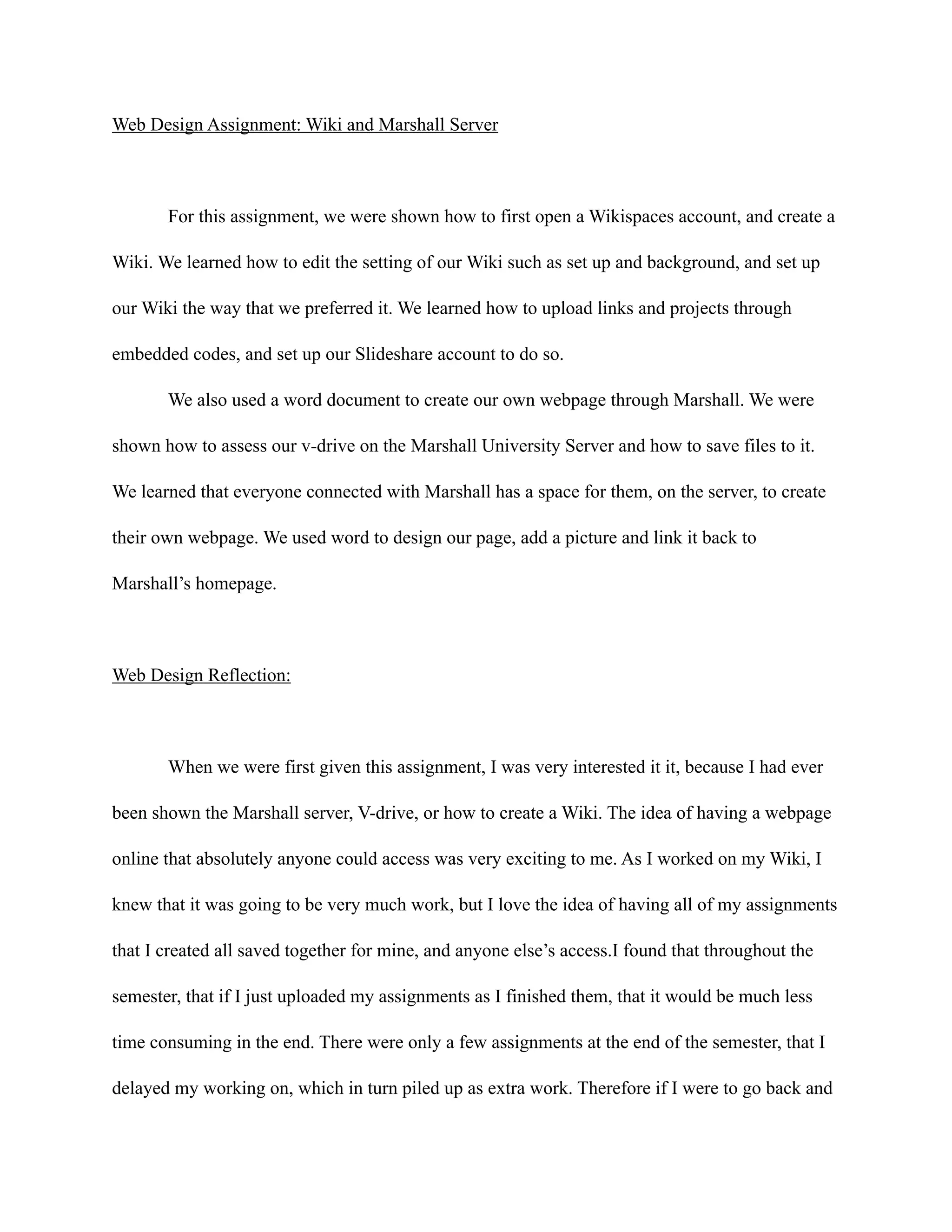 Web Design Assignment and Reflection | PDF