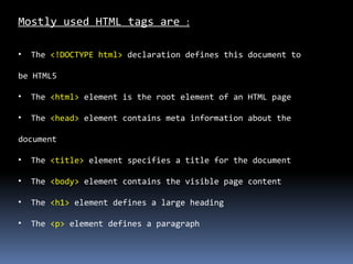 Web design using html | ODP