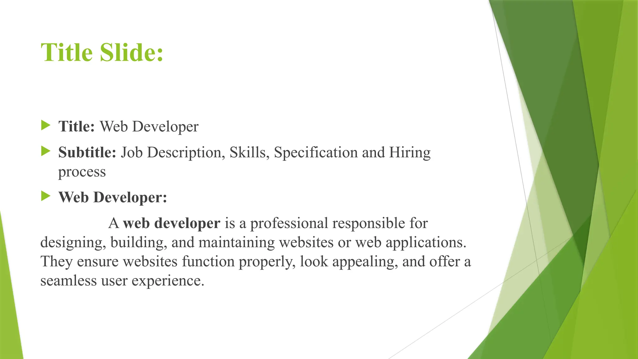 Web Developer.pptx for commerce department | PPT
