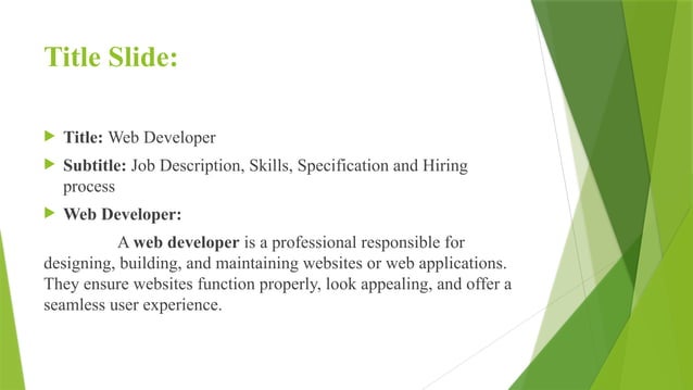 Web Developer.pptx for commerce department | PPT