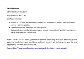 Web Developer Resume Sample | PDF