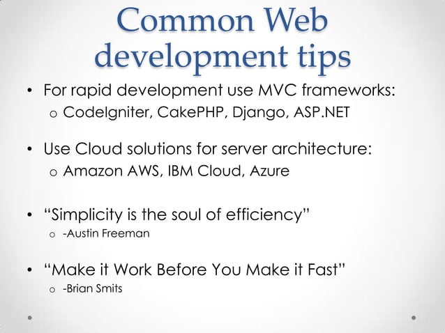 Web development tips and tricks | PPT