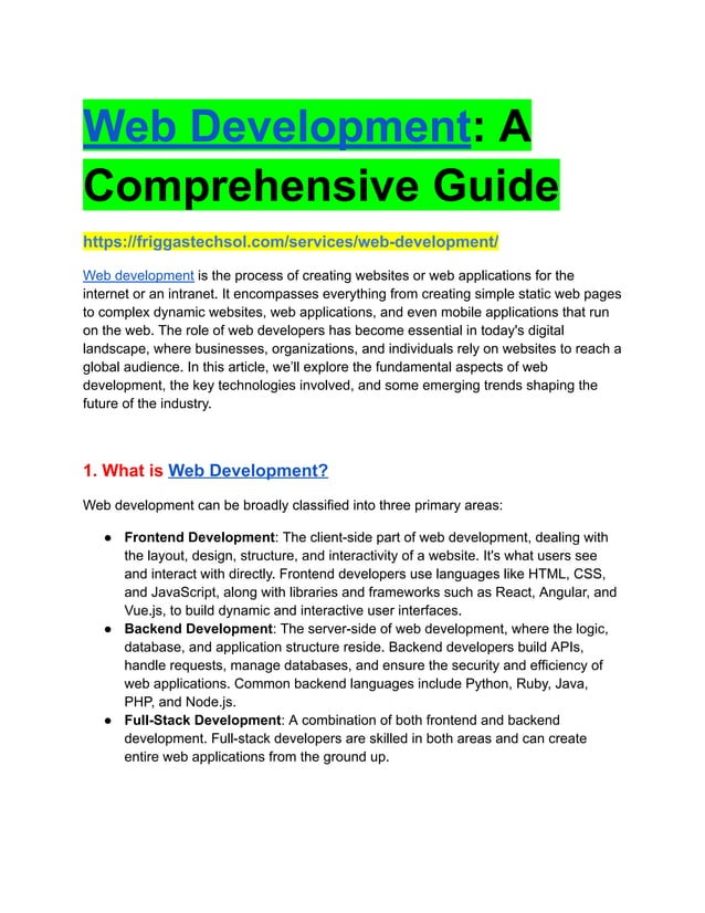 Web Development : A Comprehensive Guide | PDF
