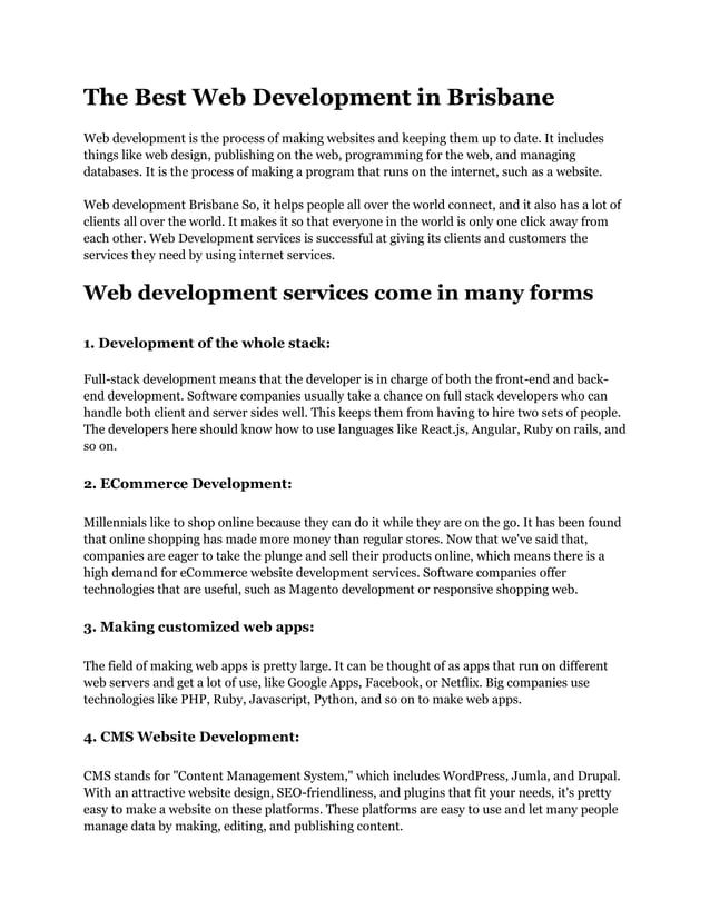 Top Web Development Company In Brisbane Pdf