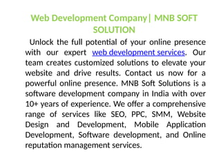 Web Development Company - MNB SOFT SOLUTION | PPT