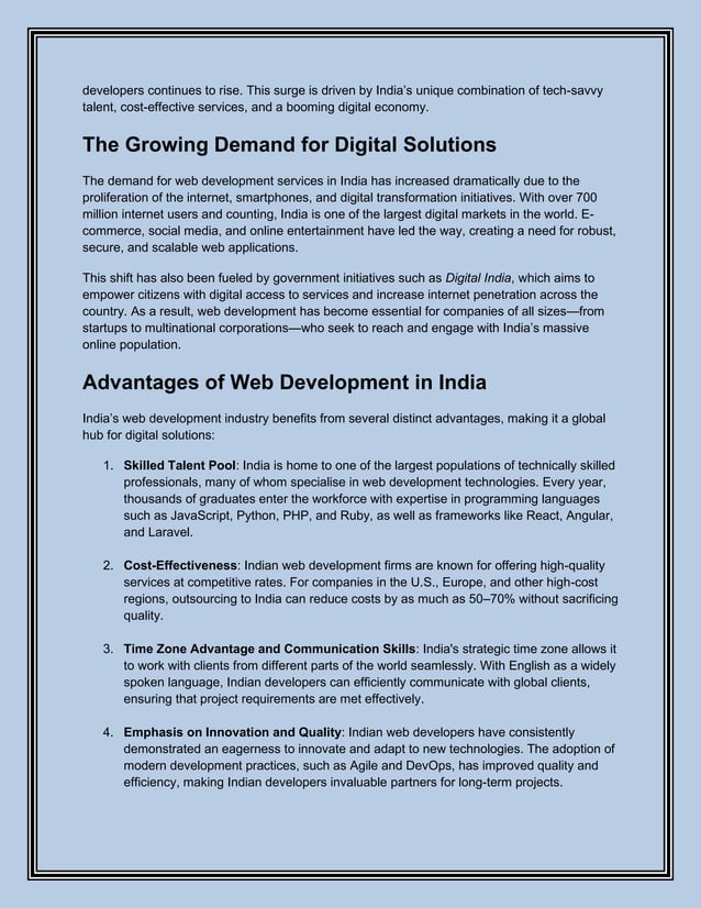 Web Development in India Transforming the Digital Landscape | PDF