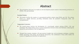 Web Development Internship at Bharat Intern | PPTX