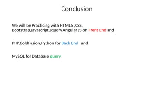 web development introduction using modern tools | PPT | Free Download