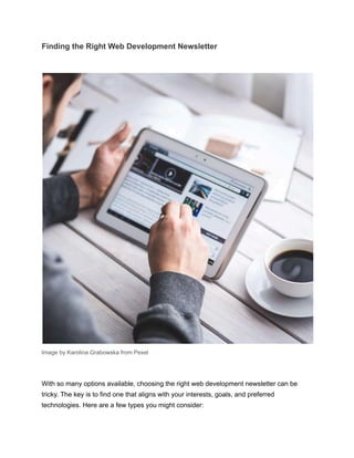 Web Development Newsletters_ Your Shortcut to Smarter Coding and ...