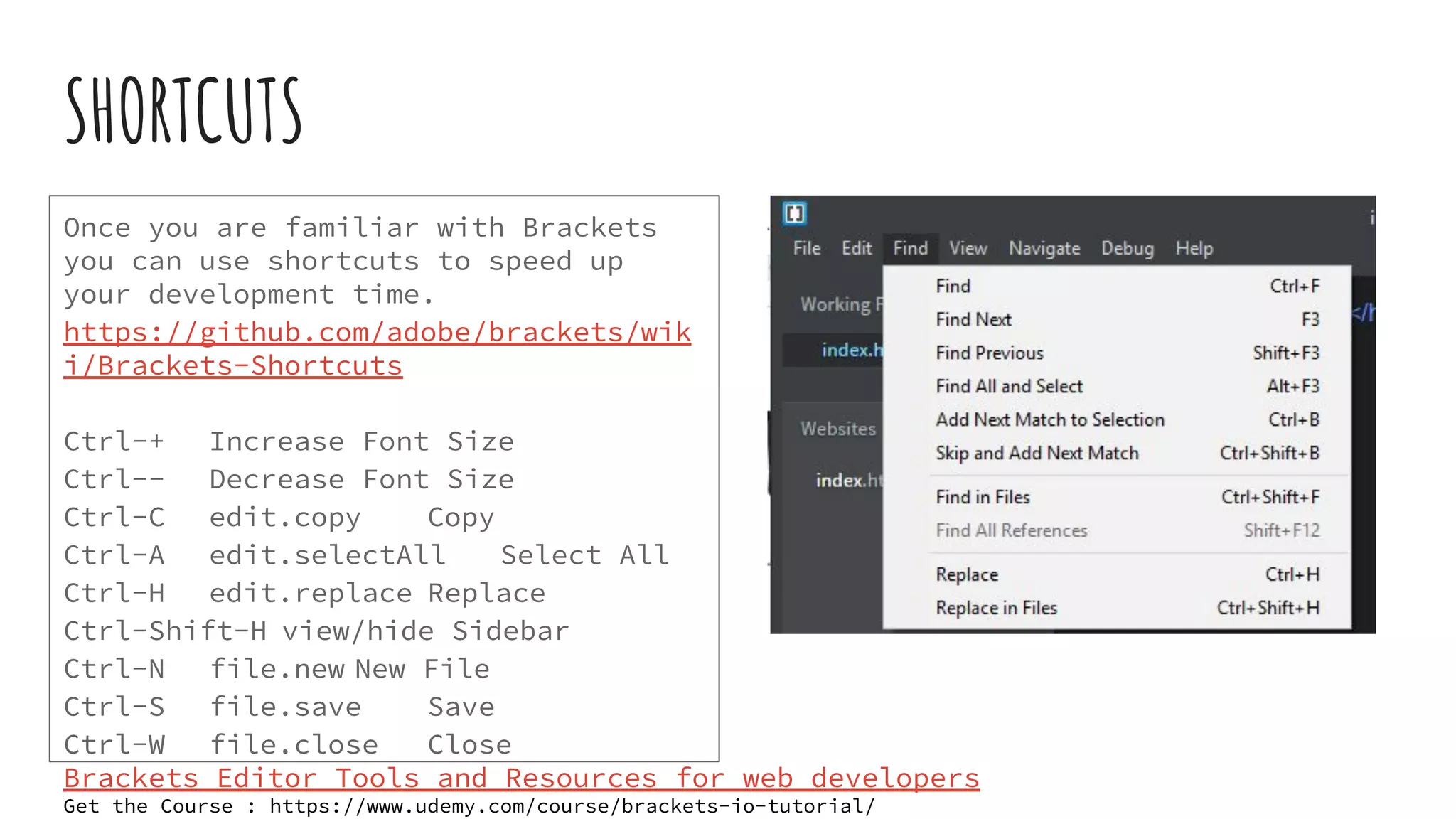 Web development resources brackets | PPT