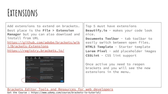 Web development resources brackets | PPT