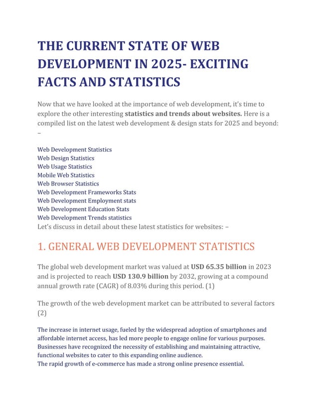 Web Development Statistics You Should Know in 2025 | PDF