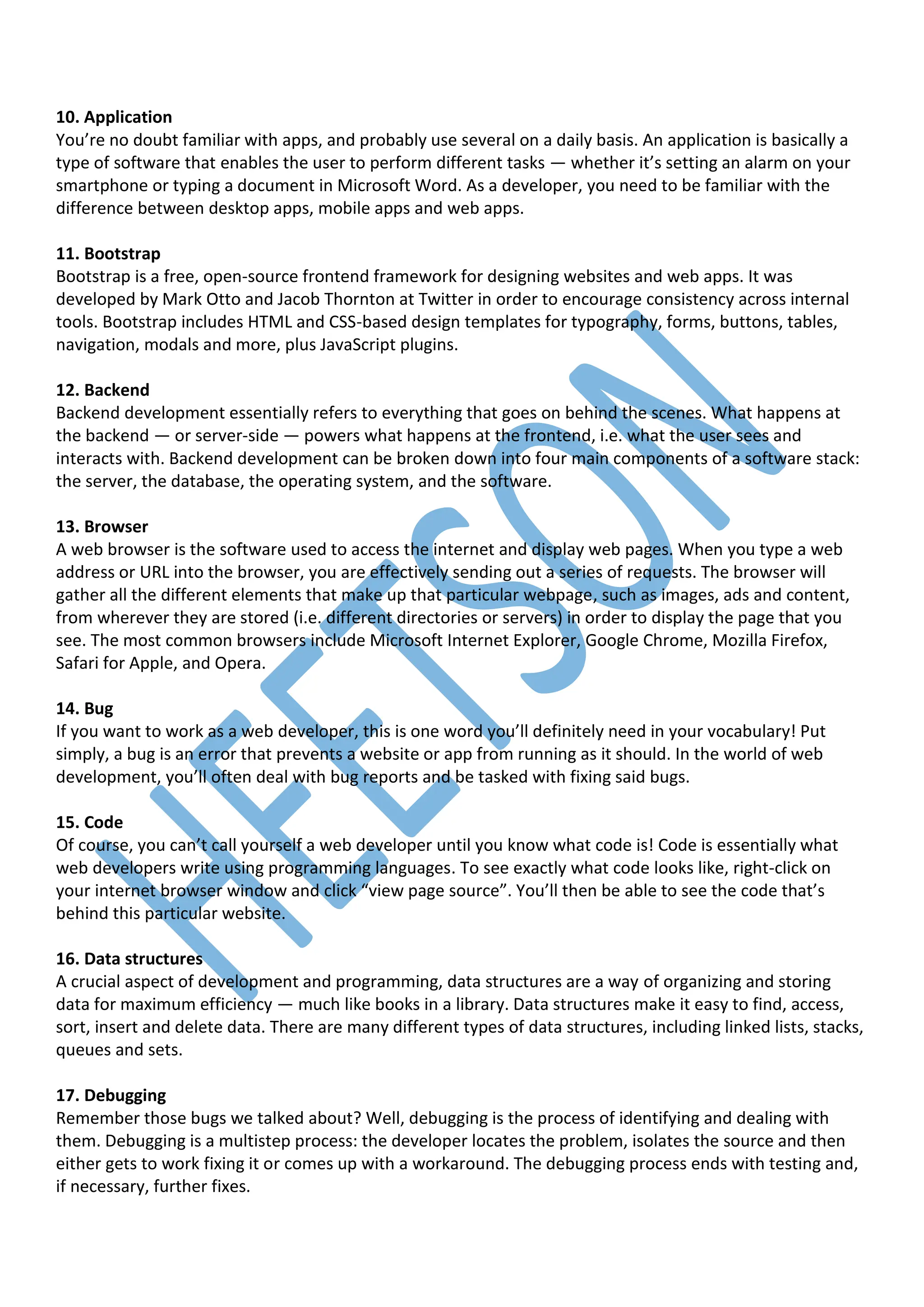 Web Development Terminolog, Terms and Important Definitions | PDF