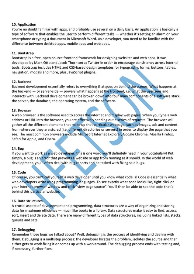 Web Development Terminolog, Terms and Important Definitions | PDF