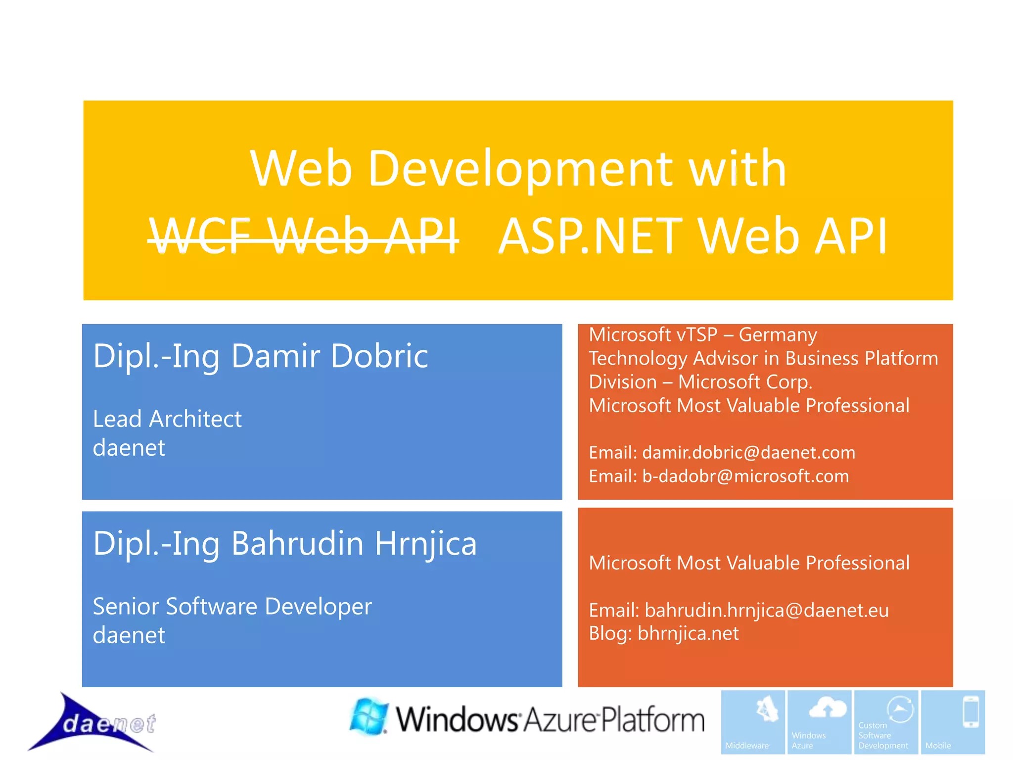 Web development with ASP.NET Web API | PPT