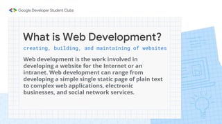 Web Dev Session 1.pptx | Web Design and HTML | Internet