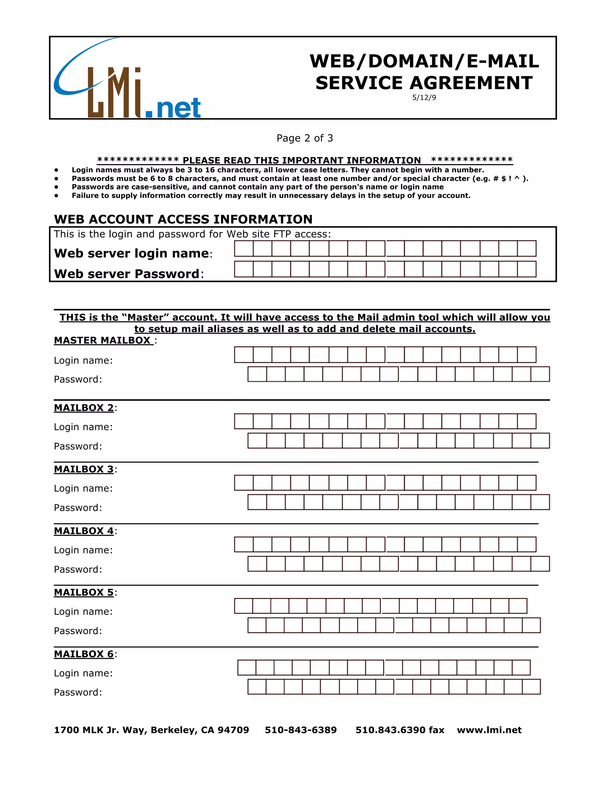 WEB/DOMAIN/E-MAIL SERVICE AGREEMENT | PDF | Email | Internet