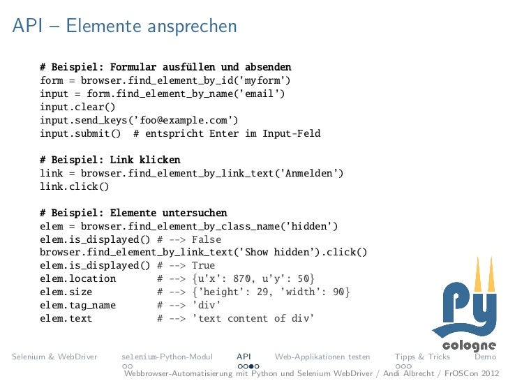Webbrowser Automatisierung Mit Python Und Selenium Webdriver