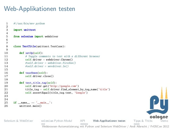 Webbrowser Automatisierung Mit Python Und Selenium Webdriver