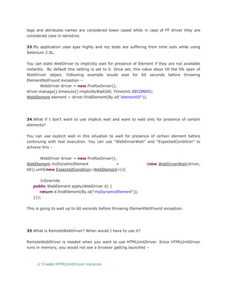 Selenium WebDriver FAQ's | PDF