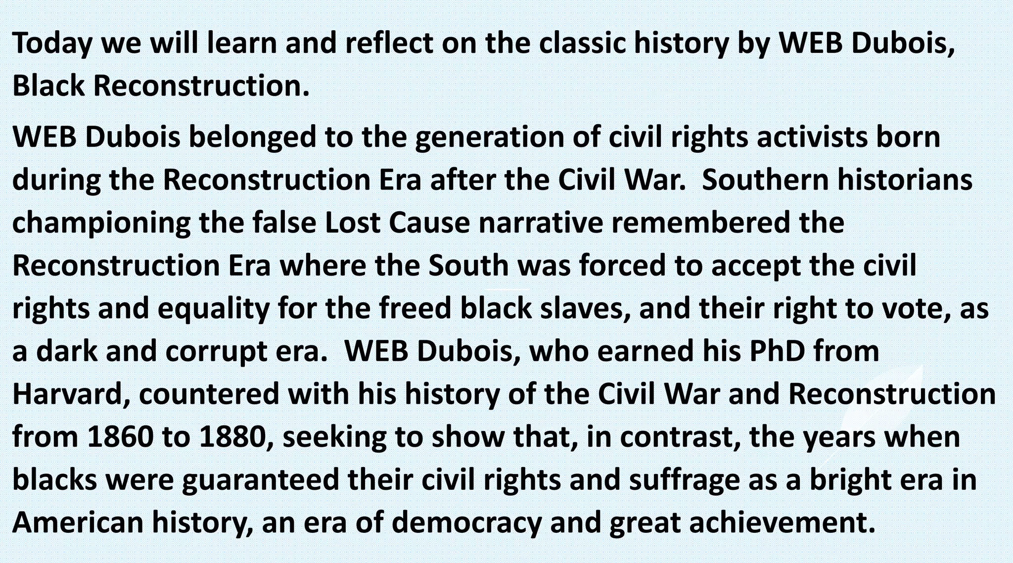 History of Black Reconstruction by WEB Dubois | PDF