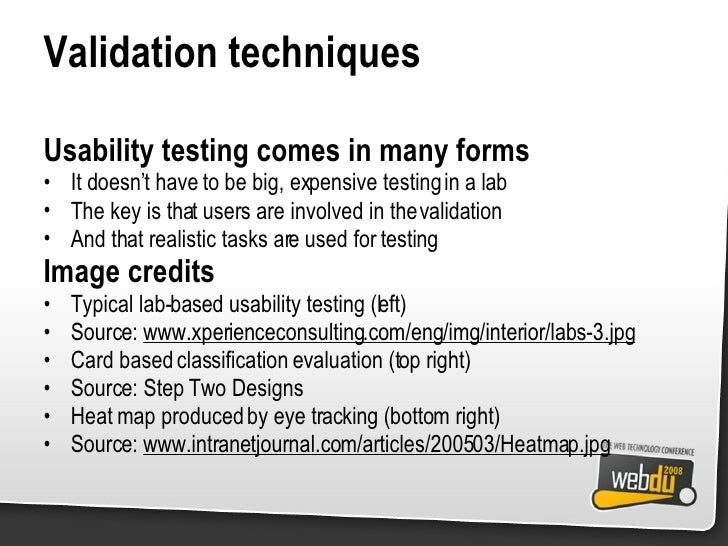 Validation techniques