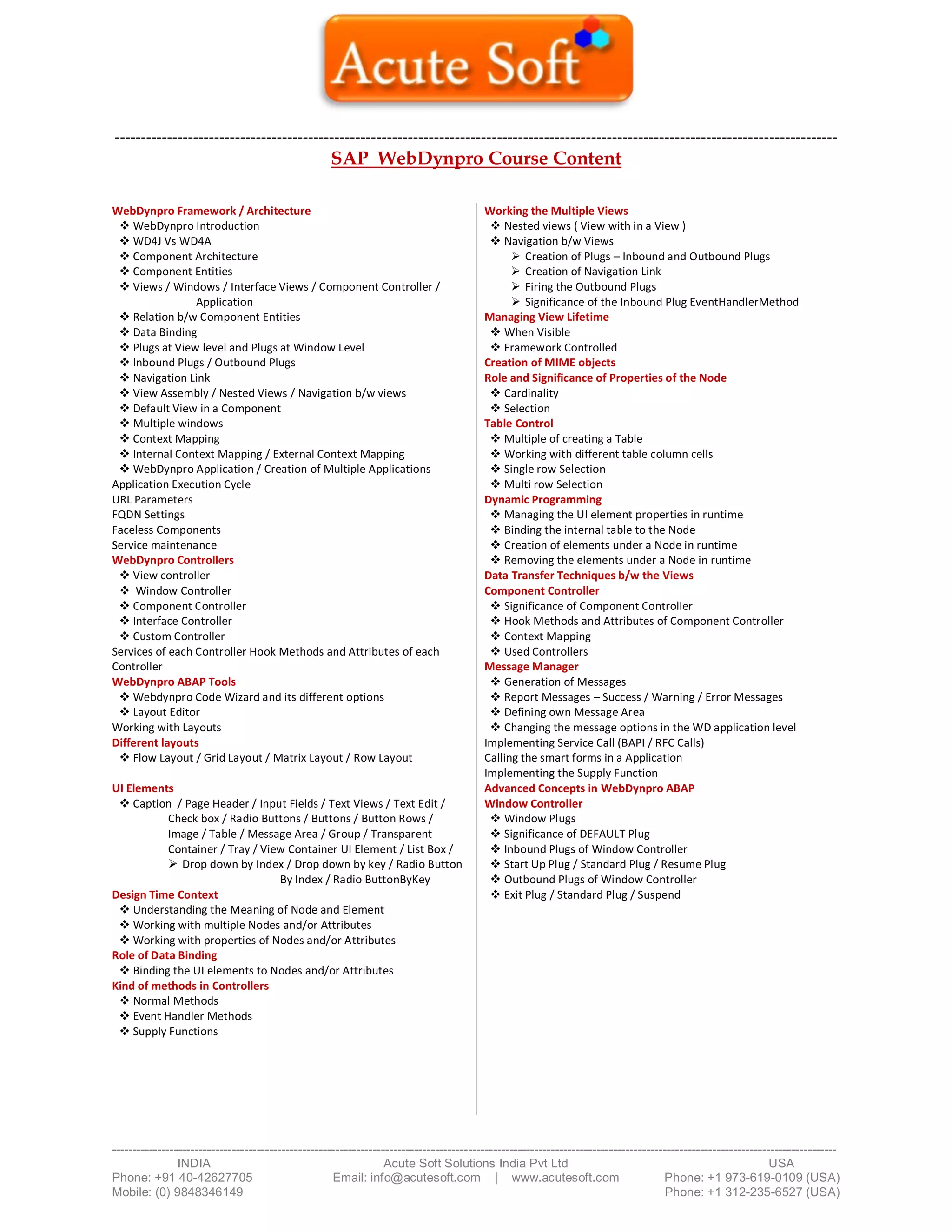 Sap Webdynpro Abap Online Training Pdf