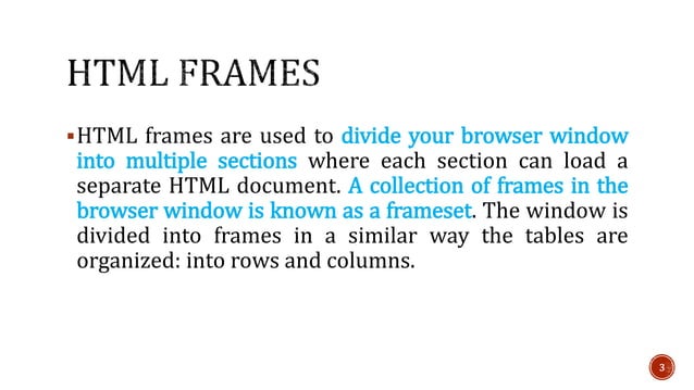 HTML Frameset & Inline Frame | PPT