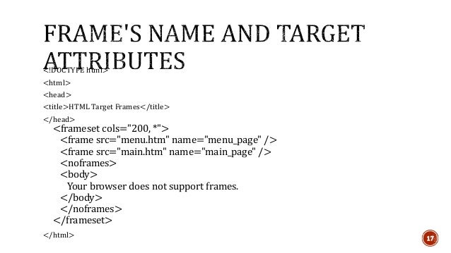HTML Frameset & Inline Frame HTML Frameset & Inline Frame