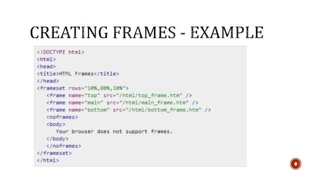 HTML Frameset & Inline Frame HTML Frameset & Inline Frame