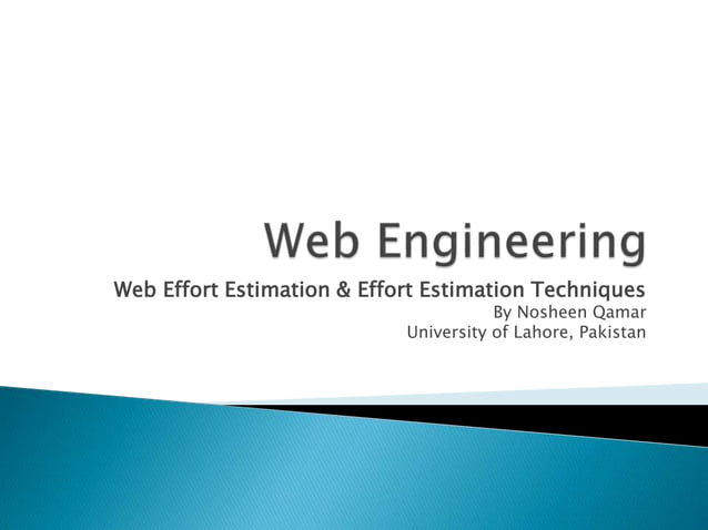 Web Engineering - Web Effort Estimation | PPT