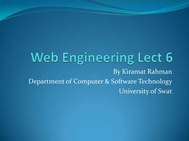 Webengineering lecture 6 | PPT