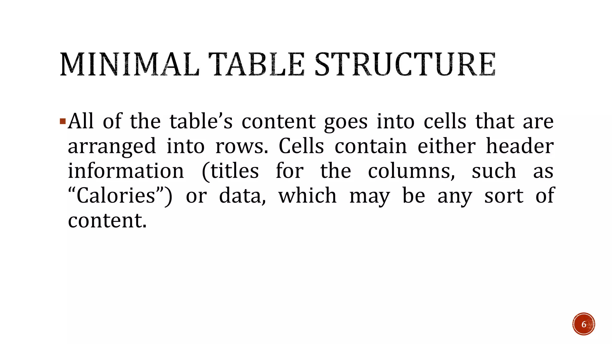 HTML Tables | PPTX