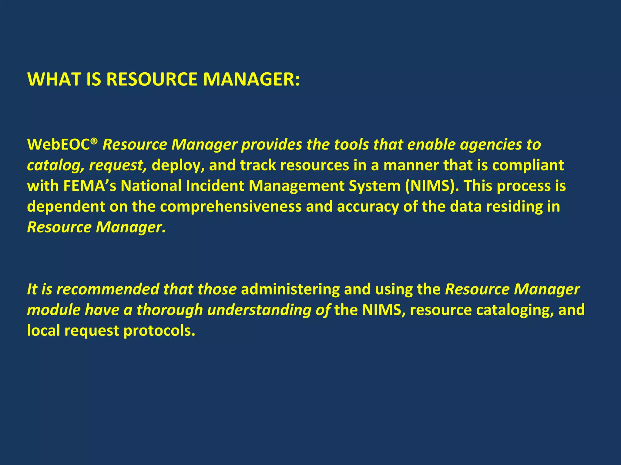 Webeoc resource manager | PPT
