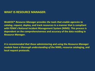 Webeoc resource manager | PPT