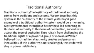 Classification of Weber's amalysis , Power and Authority, Social ...