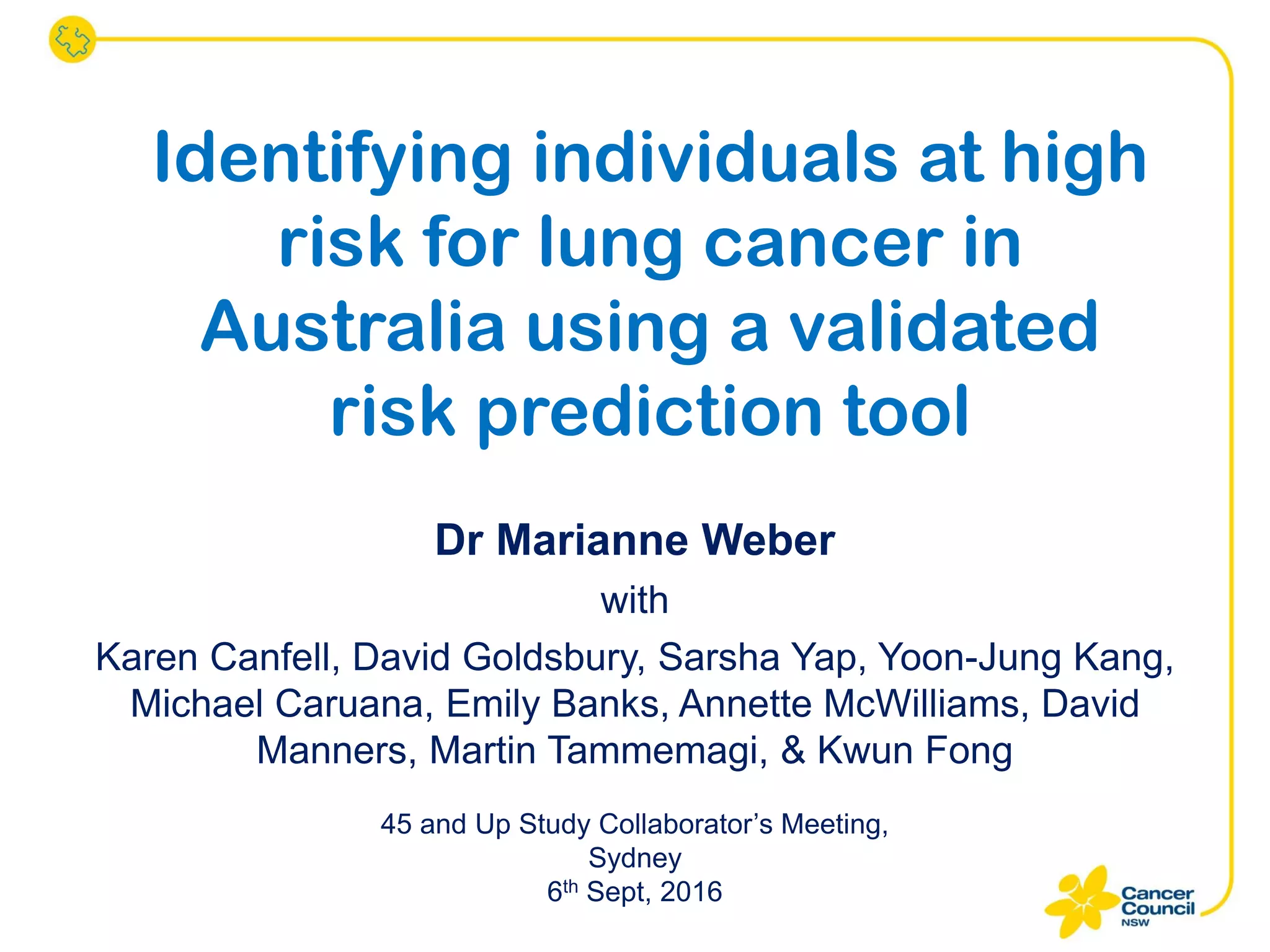 Identifying individuals at high risk for lung cancer in Australia | PDF