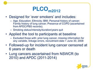 Identifying individuals at high risk for lung cancer in Australia | PDF