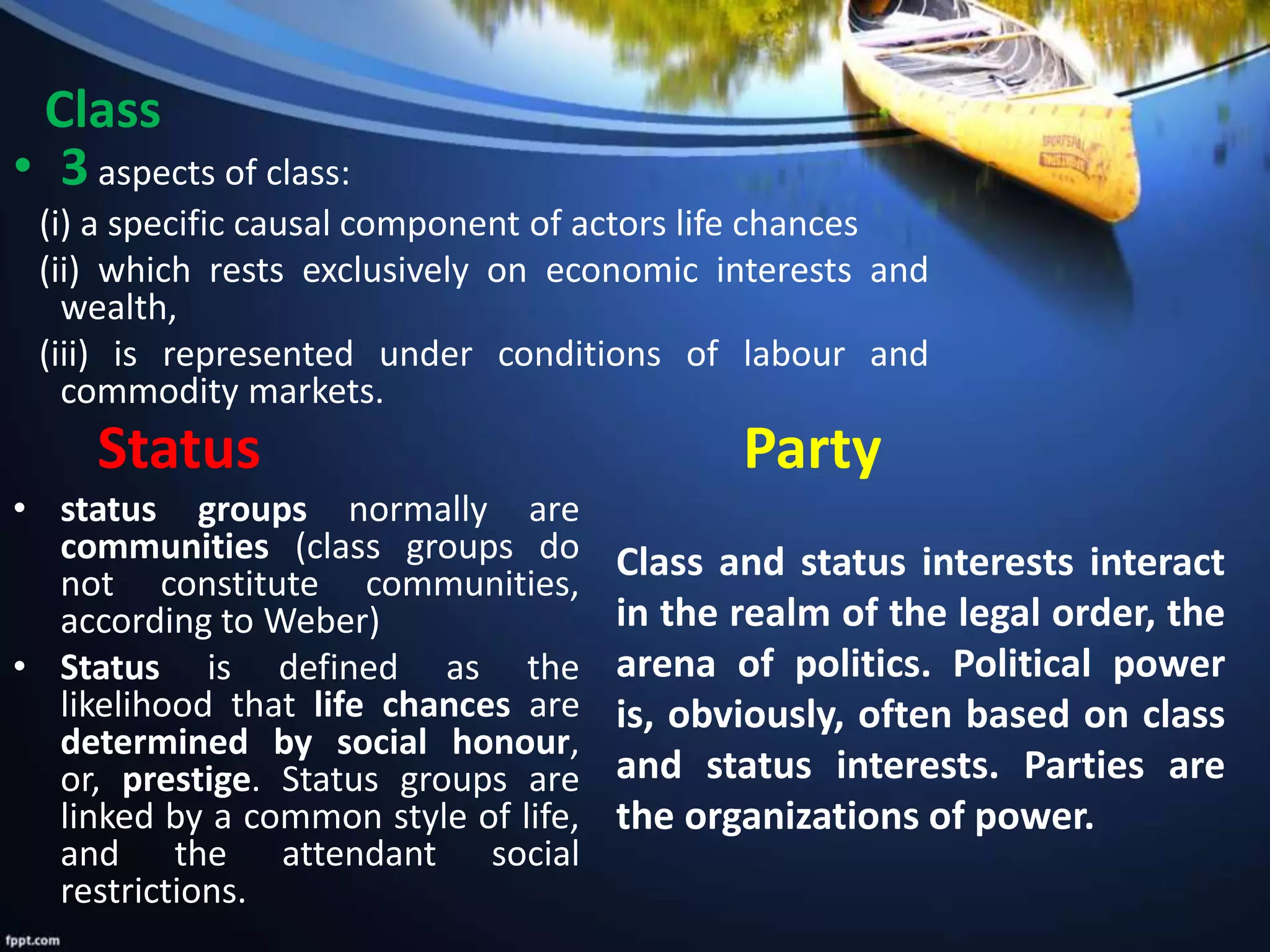 Max Weber's theory of social stratification | PPTX